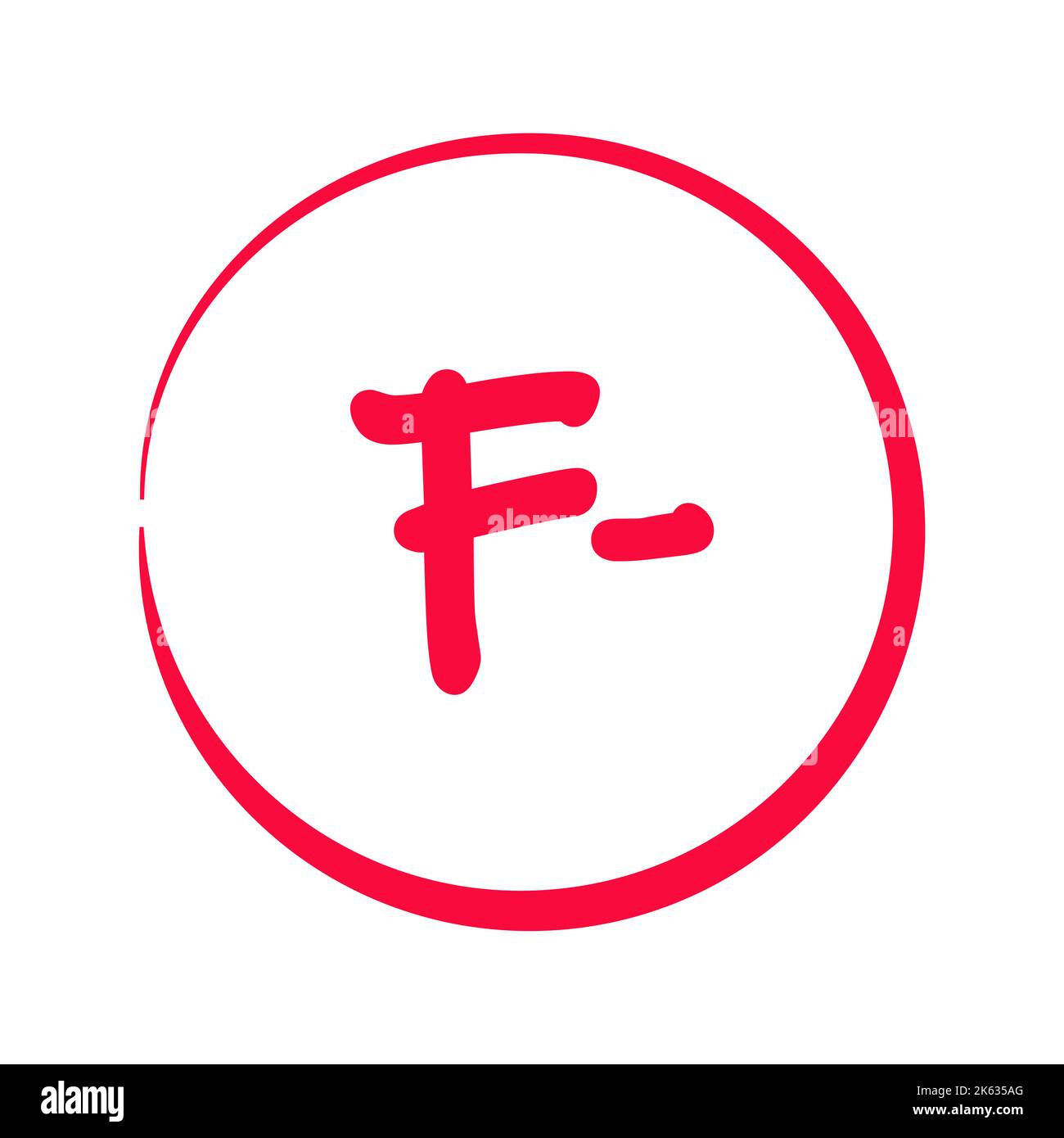 Grading system F . Grades for school with minus sign. Exam result ...