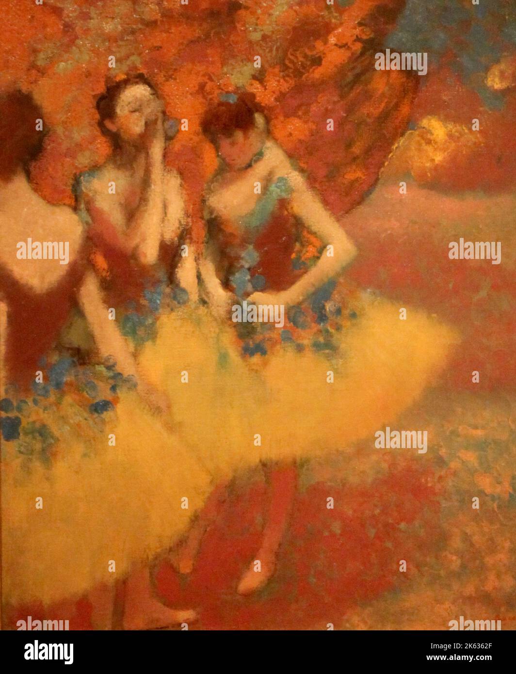 Three Dancers in Yellow Skirts, 1891, Painting by Edgar Degas Stock ...