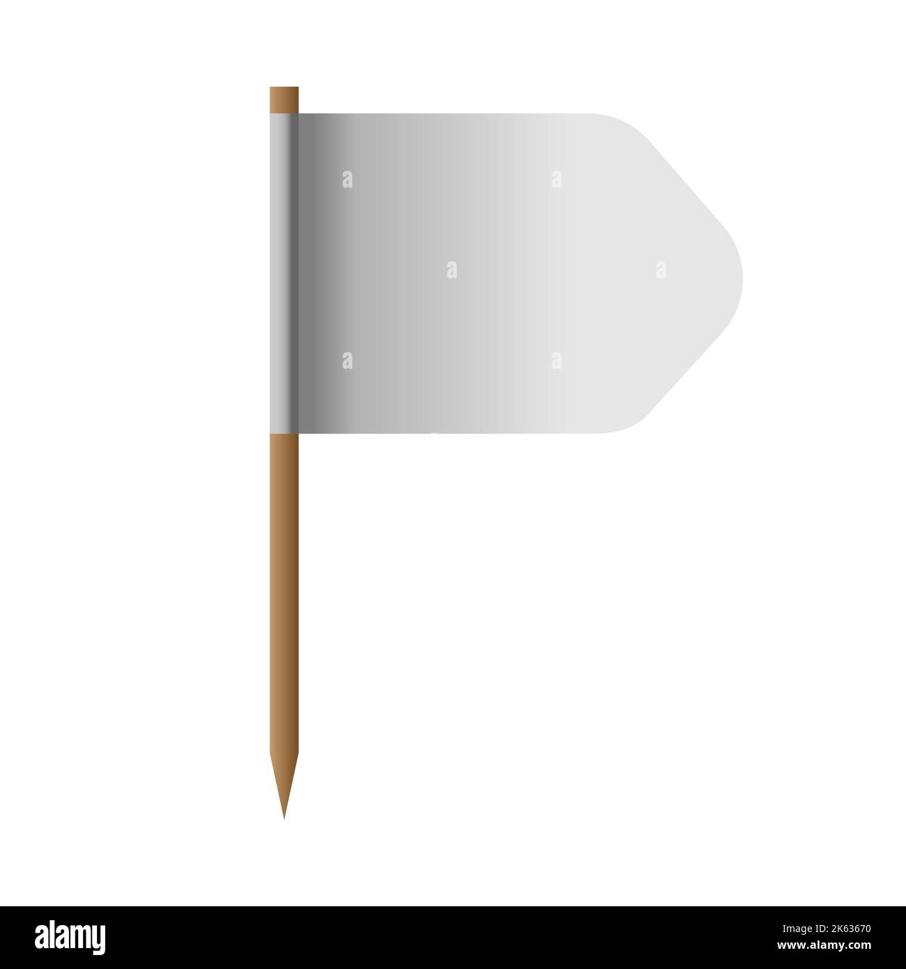 Realistic white flag isolated on background. 3D pillar blank pole. Icon ...