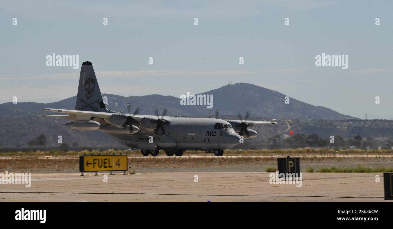 USMC KC-130J begins takeoff roll at MCAS Miramar in San Diego ...