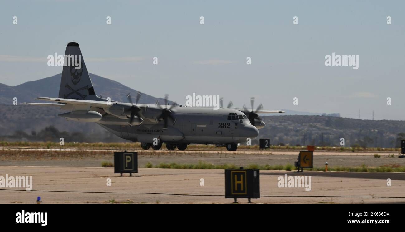 USMC KC-130J begins takeoff roll at MCAS Miramar in San Diego ...
