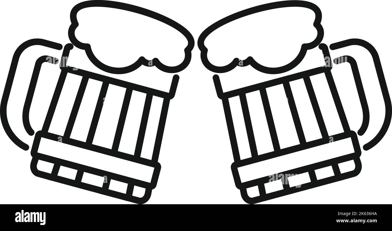 Wood mug beer icon outline vector. Hand drink. Cheers toast Stock ...