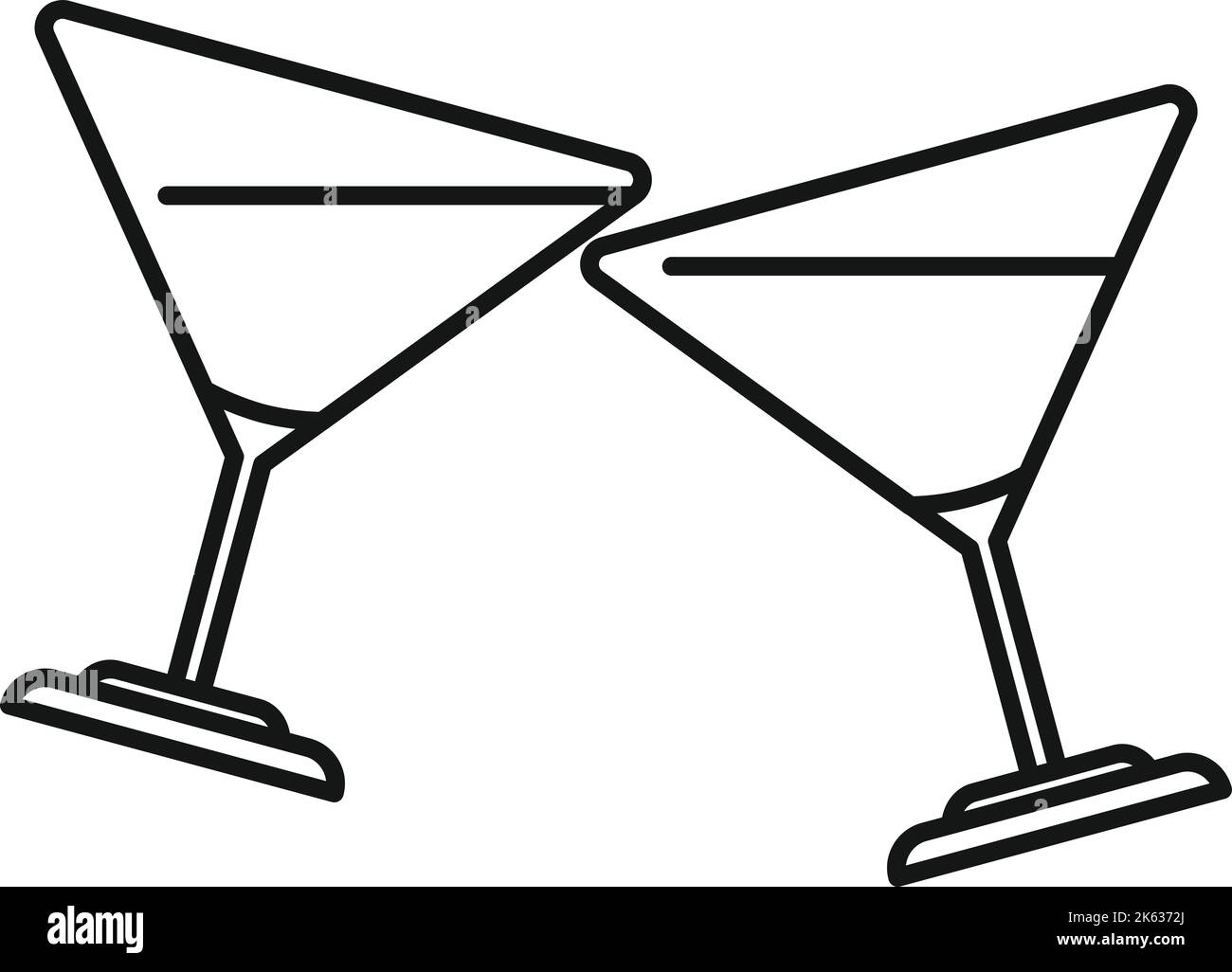 Beach Cocktail Cheers Icon Outline Vector Toast Party Bar Alcohol