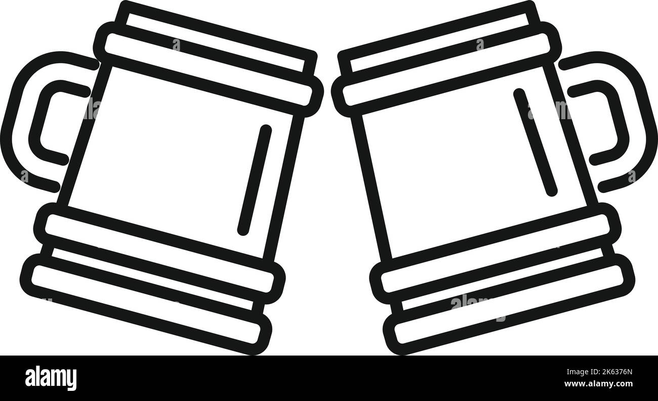 Bar pub toast icon outline vector. Hand drink. Party cheers Stock ...
