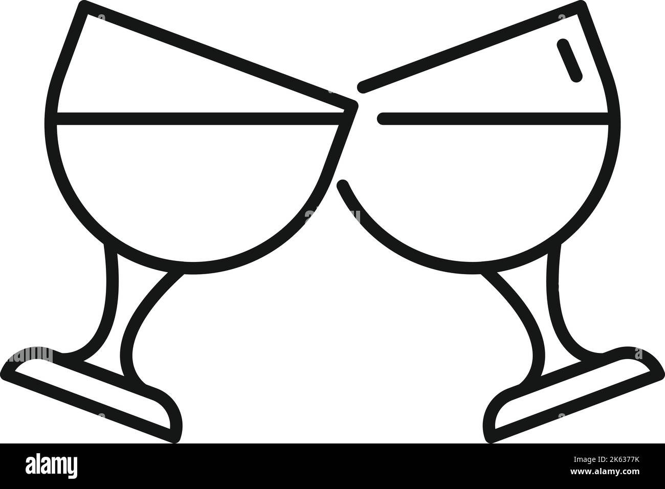 Wine Cheers Icon Outline Vector Friend Toast Drink Glass Stock Vector