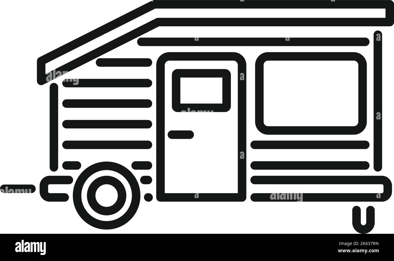 Home trailer icon outline vector. Car caravan. Travel tent Stock Vector ...