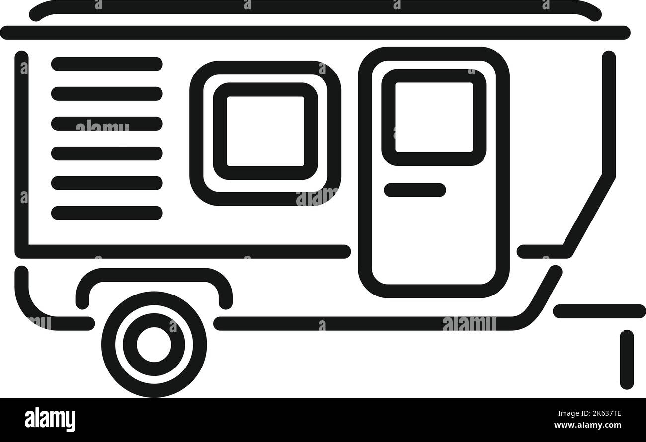 Camper trailer icon outline vector. Auto bus. Travel home Stock Vector ...