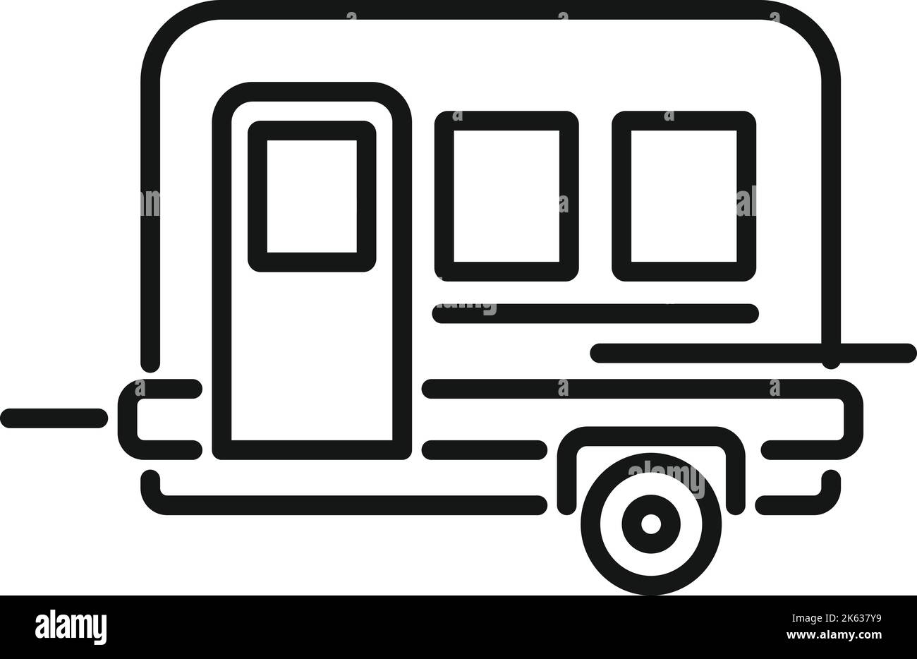 Camp trailer icon outline vector. Camper car. Auto bus Stock Vector ...