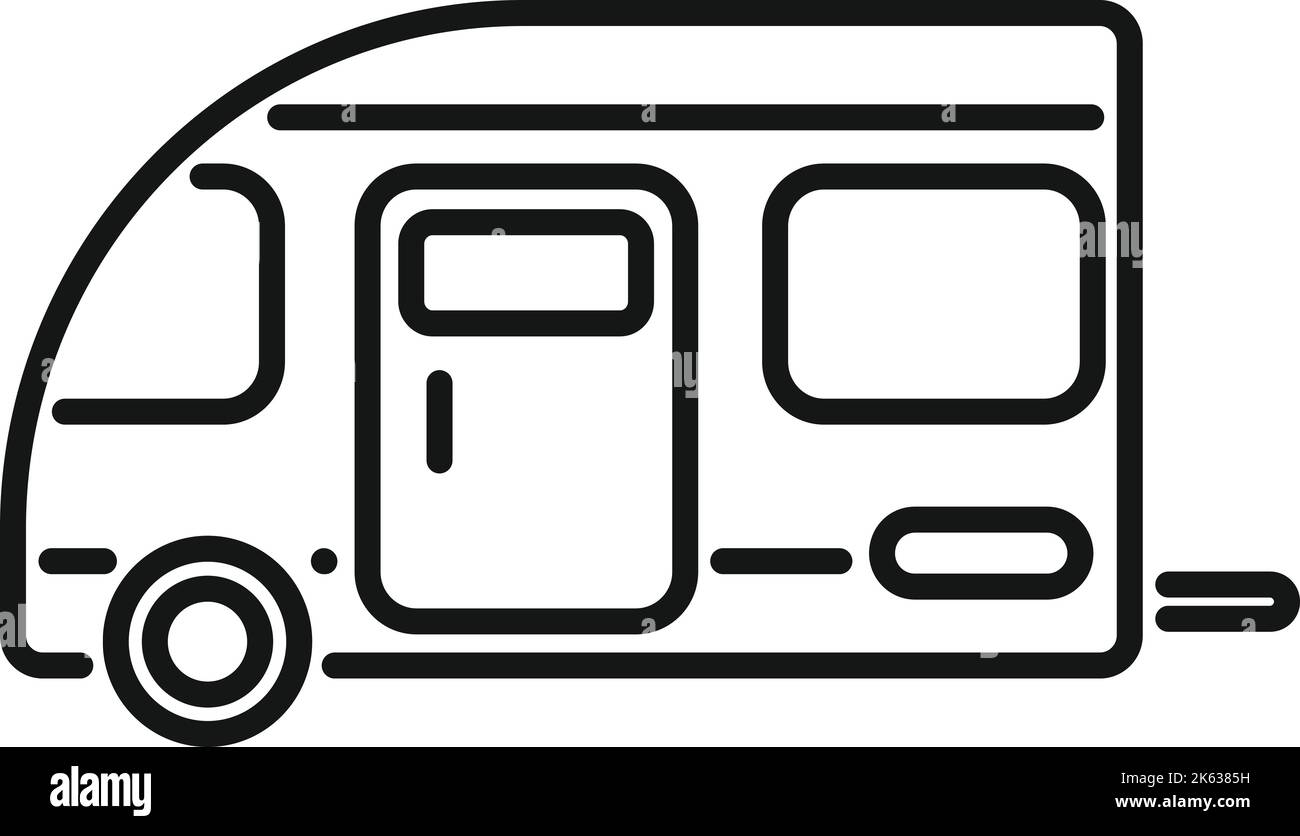Holiday motorhome icon outline vector. Camper car. Travel home Stock ...