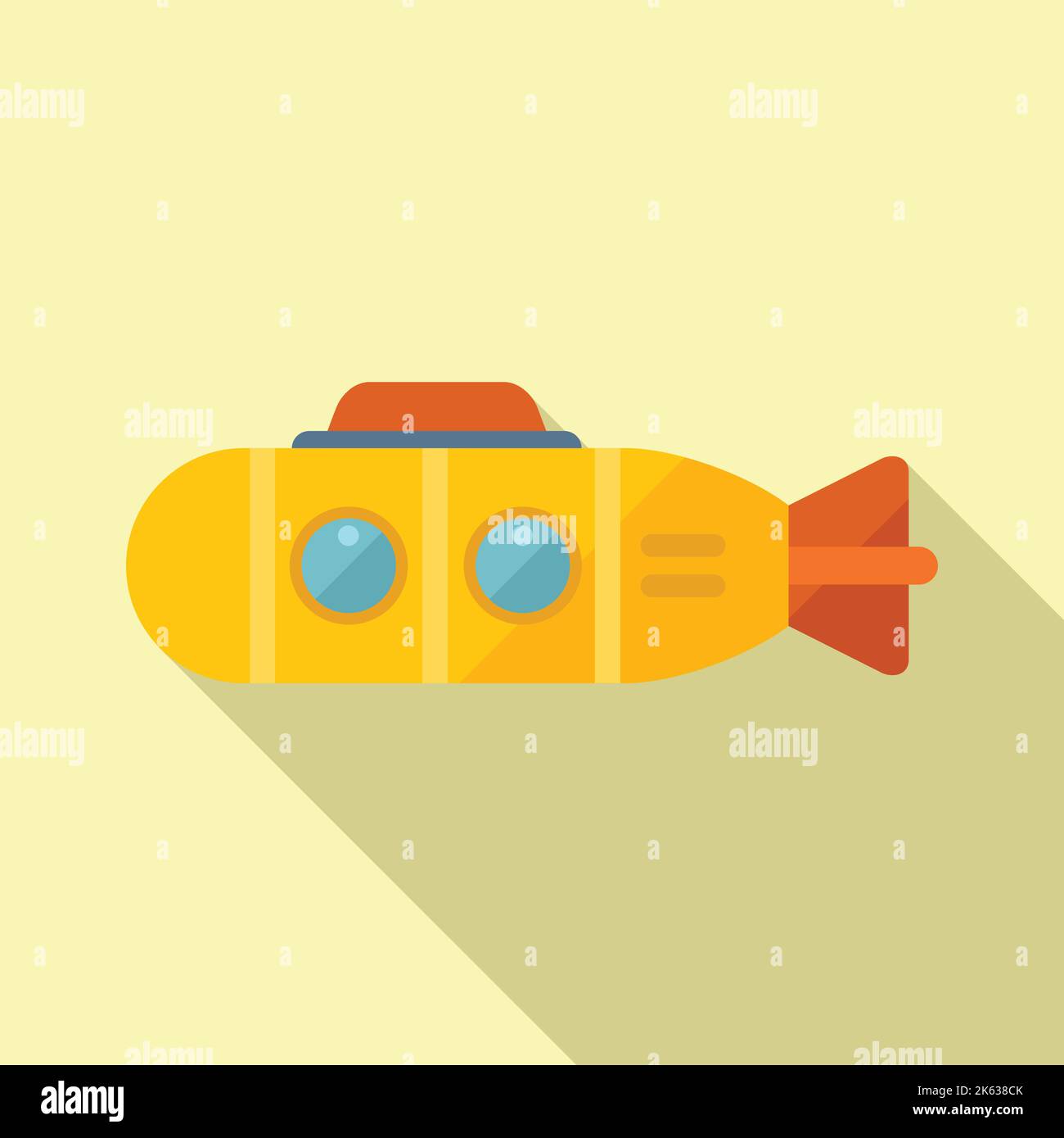 Cute submarine icon flat vector. Sea bathyscaphe. Sub marine Stock ...