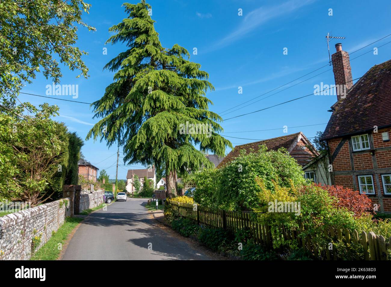 Church Lane in the beautiful village of Exton in Hampshire, England, UK ...