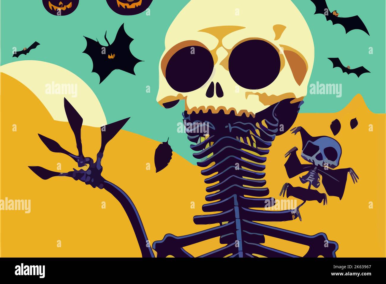 A colorful Halloween background with skeletons and bats Stock Vector ... A colorful Halloween background with skeletons and bats Stock Vector ...