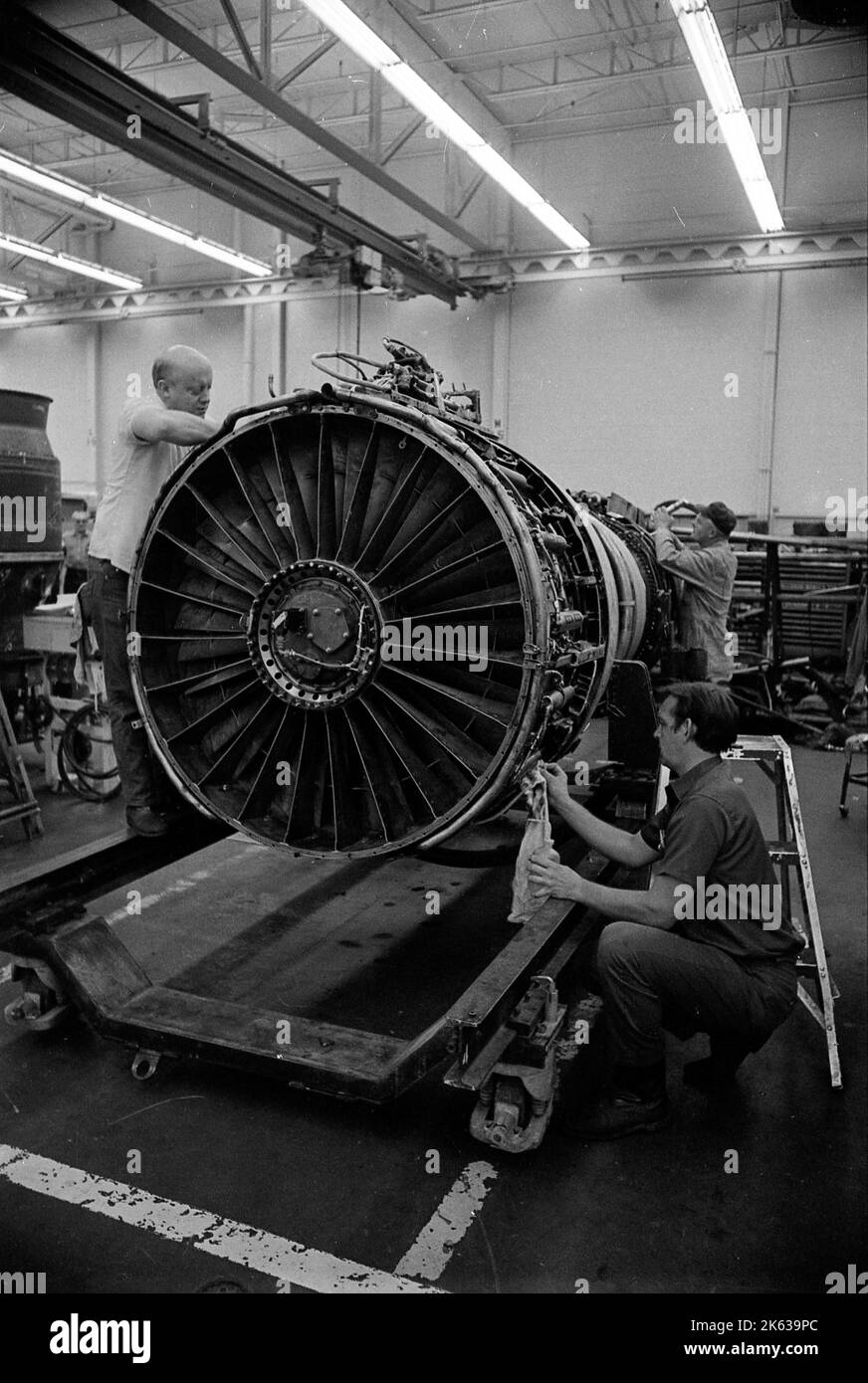 TWA Airlines airplane propulsion engine in repair, Kansas, Missouri ...