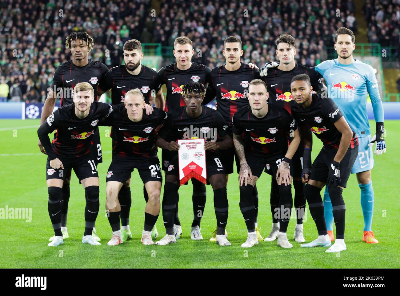 RB Leipzig players pose for a picture ahead of the UEFA Champions ...