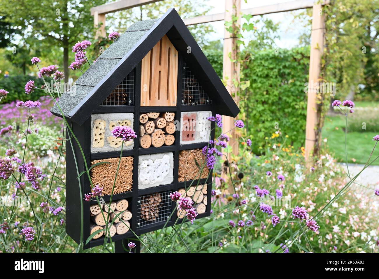 Decorative Insect house with compartments and natural components Stock ...