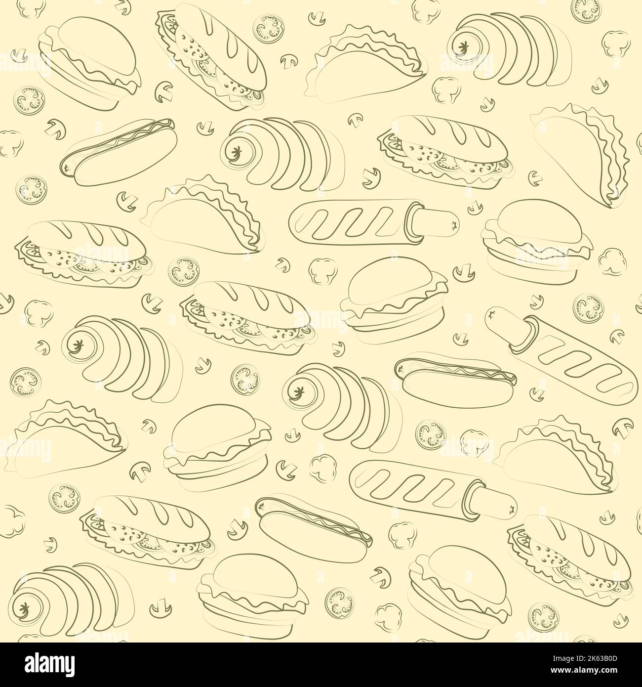 Trendy vector Fast Food pattern for cafe Stock Vector Image & Art - Alamy