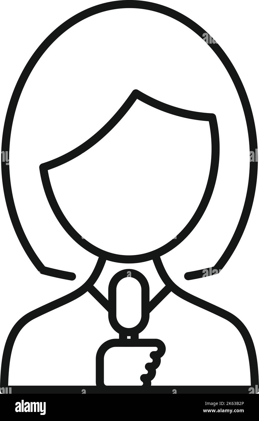 Woman journalist icon outline vector. Reportage tv. Media crew Stock ...