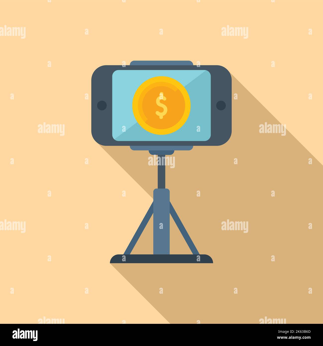 Phone video monetize icon flat vector. Audience strategy. Money social ...