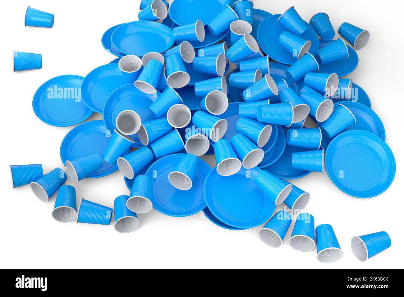 Heap of disposable utensils like plate, folk, spoon,knife and cup on ...