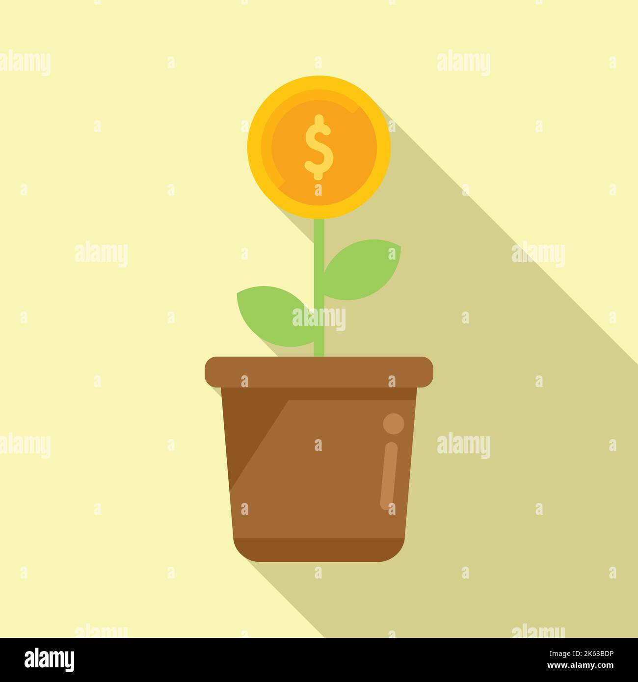 Monetize plant icon flat vector. Media increase. Money strategy Stock ...