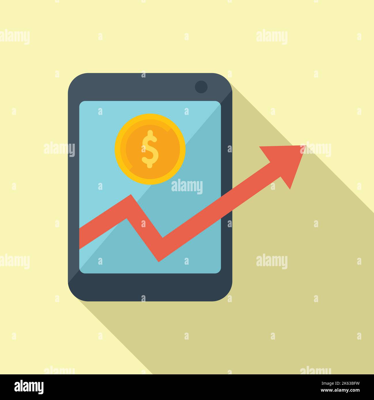 Mobile monetize icon flat vector. Audience strategy. Money conversion ...