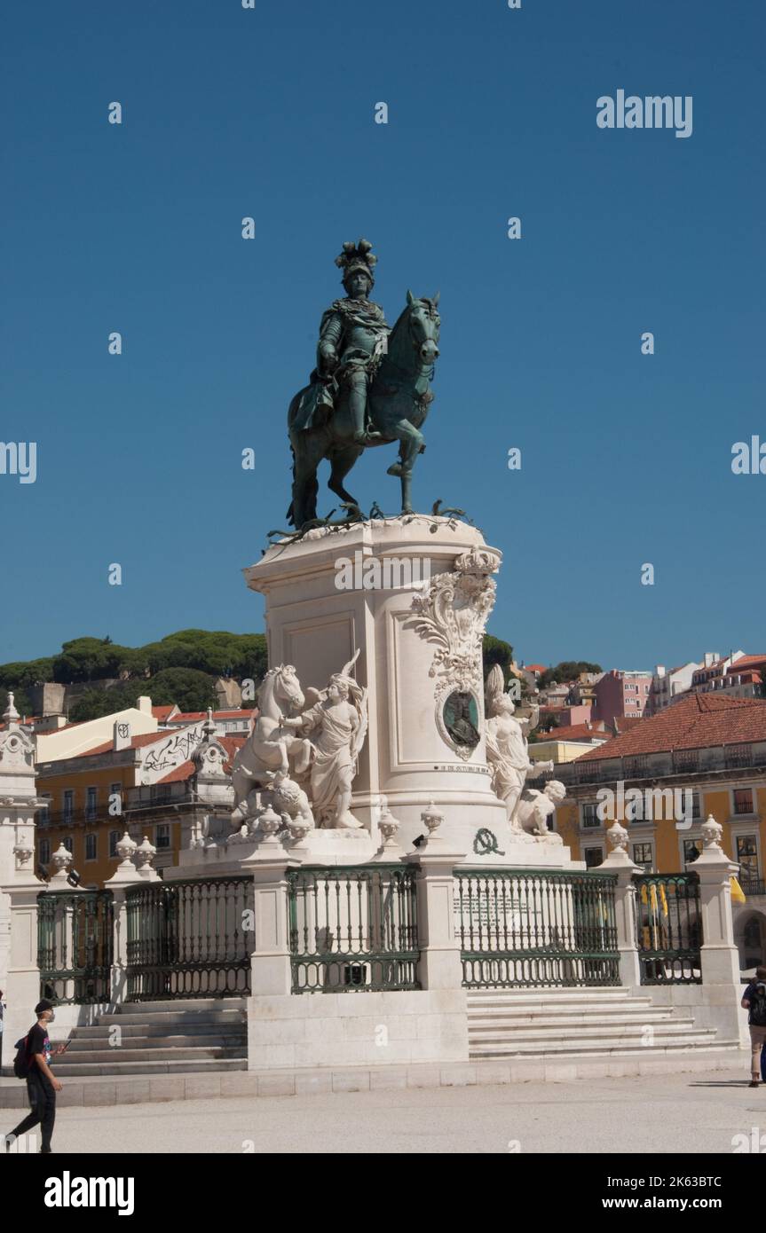 Statue of King Joseph 1, Praca de Commercio, Lisbon, Portugal Stock ...