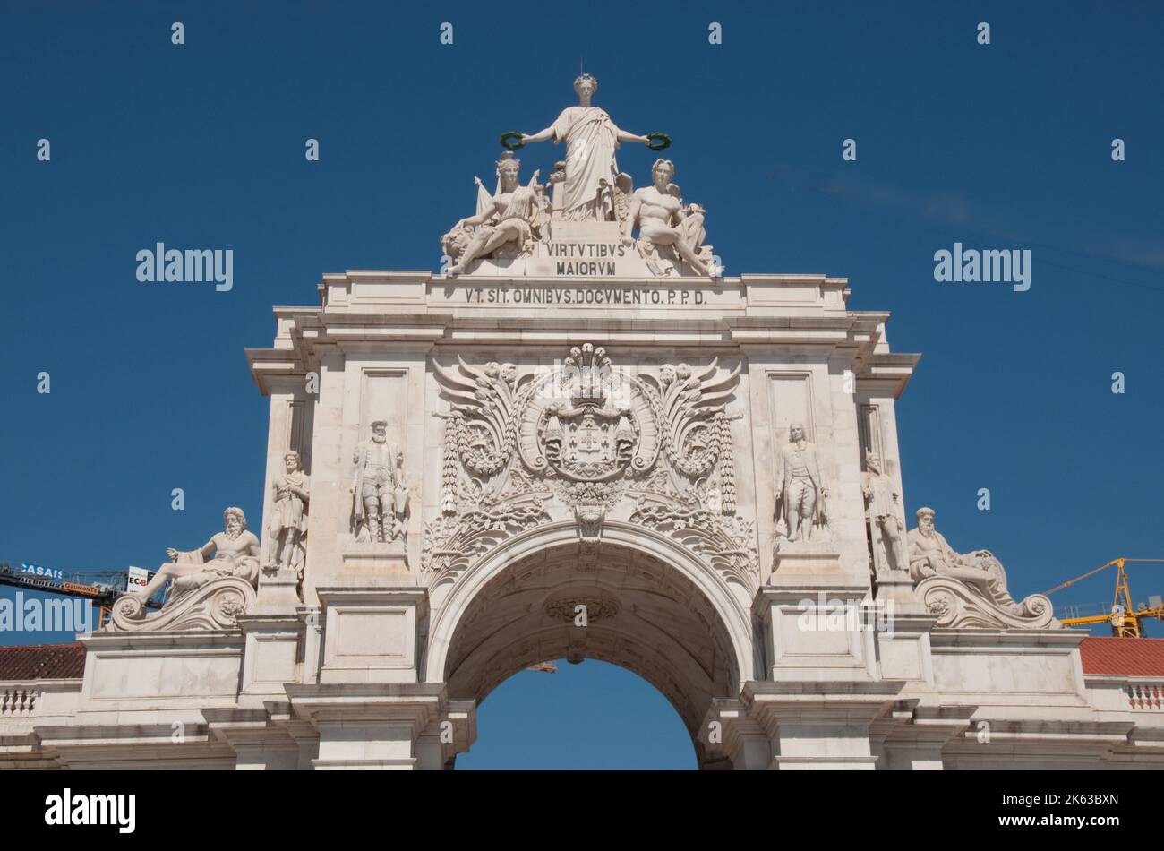 Triumphal Arch, Arco da Rua Augusta; Lisbon, Portugal. Highly ornate ...
