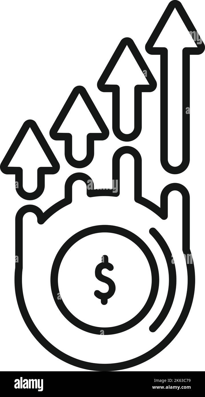 Money increase icon outline vector. Mobile business. Media profit Stock ...