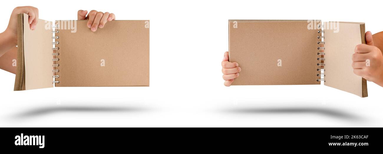 Notepad isolated set on white background. Brown notepad made from ...