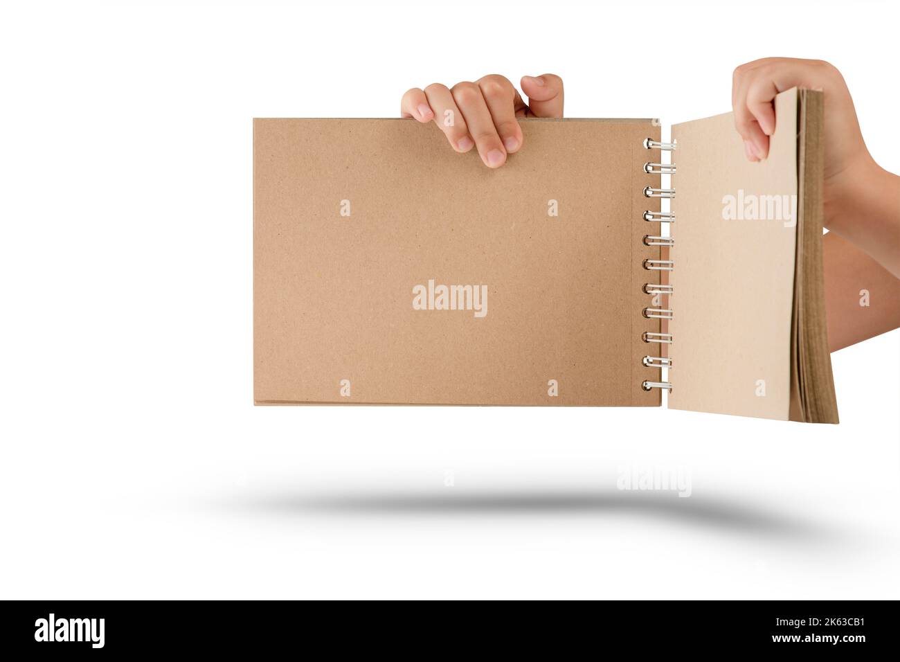 Notepad isolated on white background. Brown notepad made from recycled ...