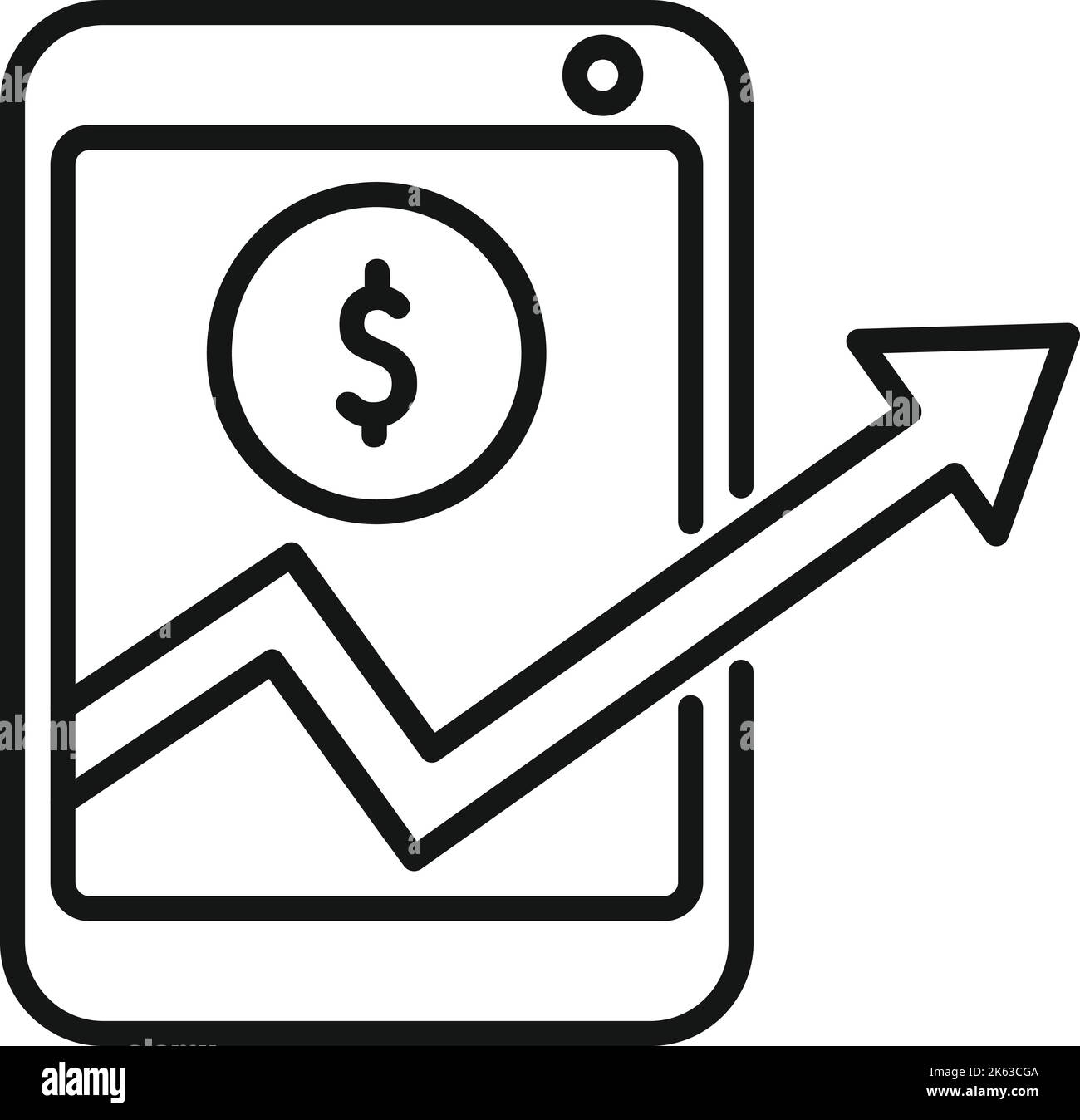 Mobile monetize icon outline vector. Audience strategy. Money ...