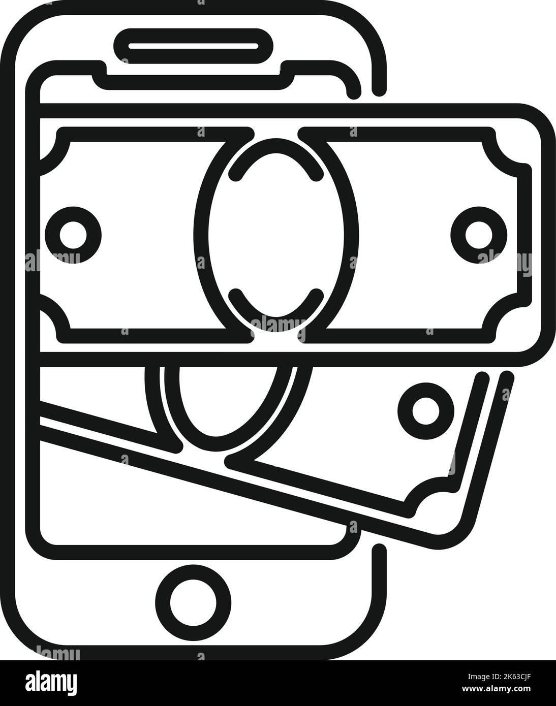 Mobile cash icon outline vector. Media business. Money conversion Stock ...