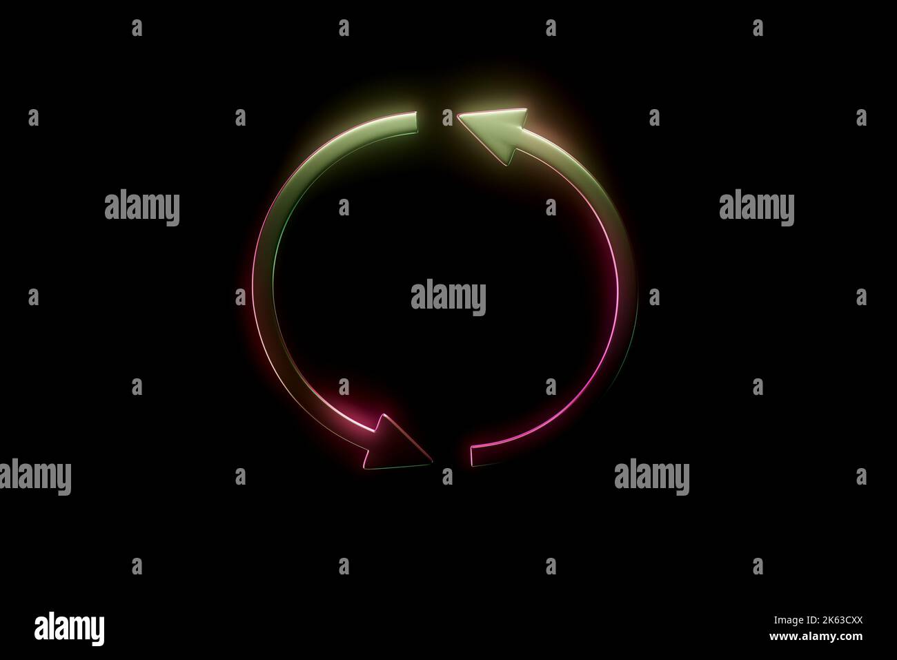 Two iridescent rotating arrows update symbol 3d render Stock Photo - Alamy