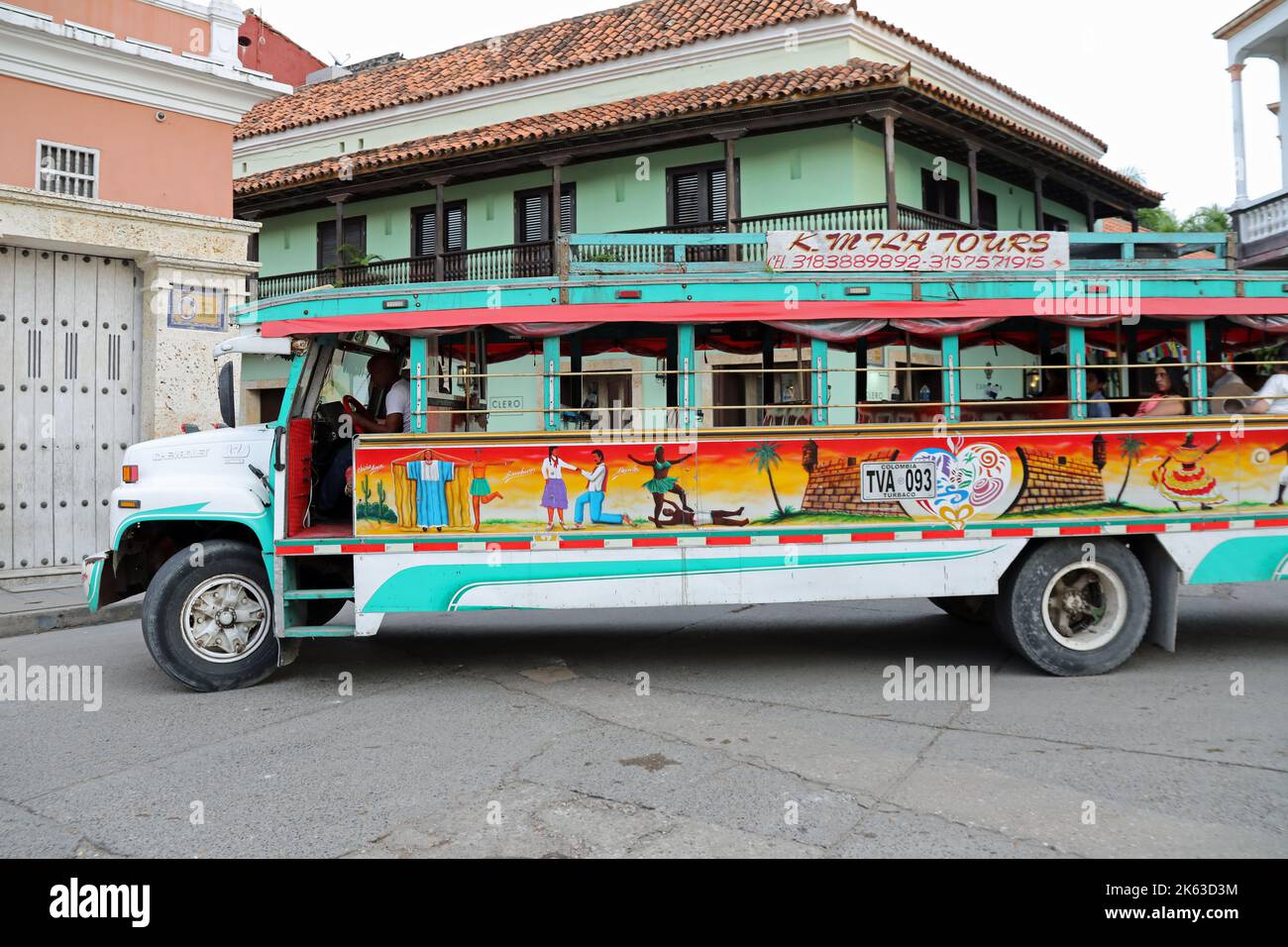 City tour bus at Cartagena in Colombia Stock Photo - Alamy