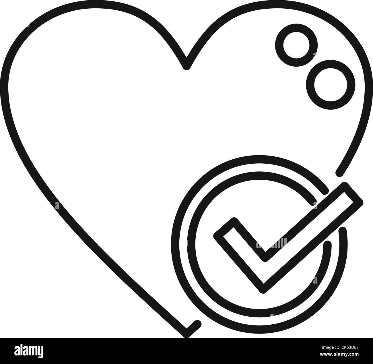 Approved heart icon outline vector. Like element. Love heart Stock ...