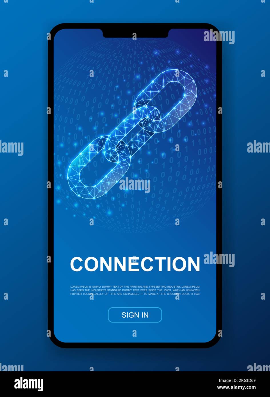 Chain 3d polygonal symbol for UI, UX design template. Low poly ...