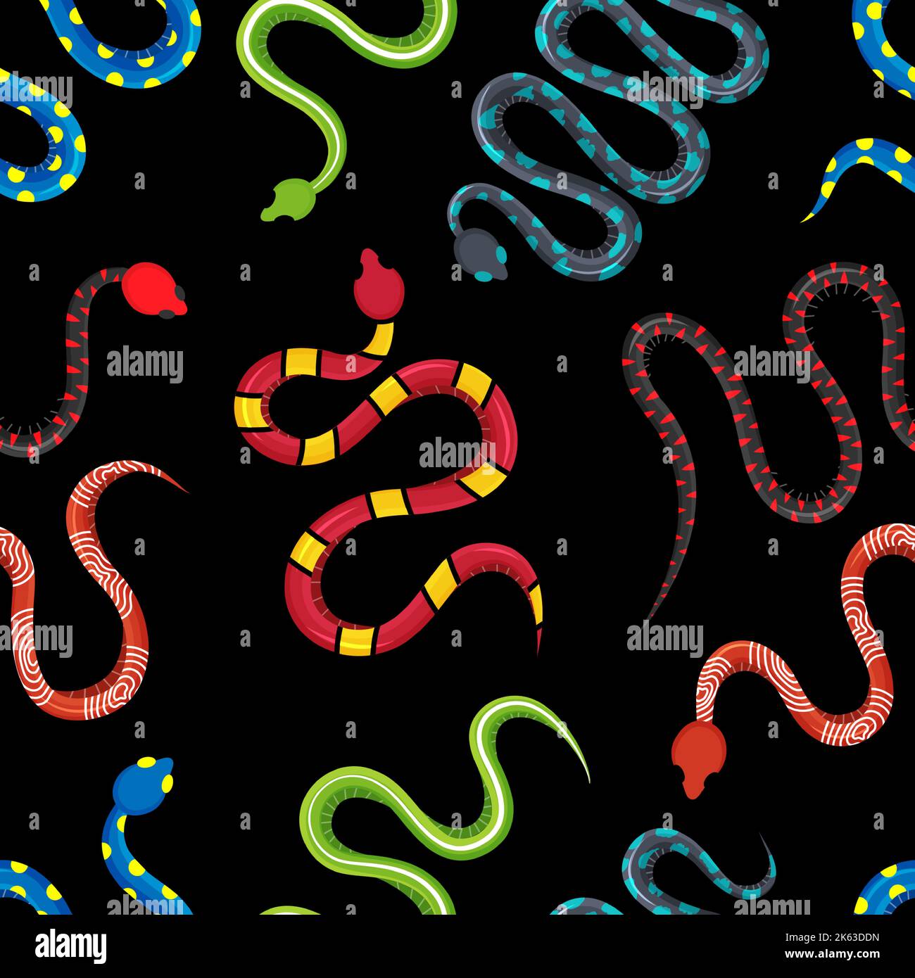 Colored snakes pattern. Dangerous exotic snakes background. Tropical ...