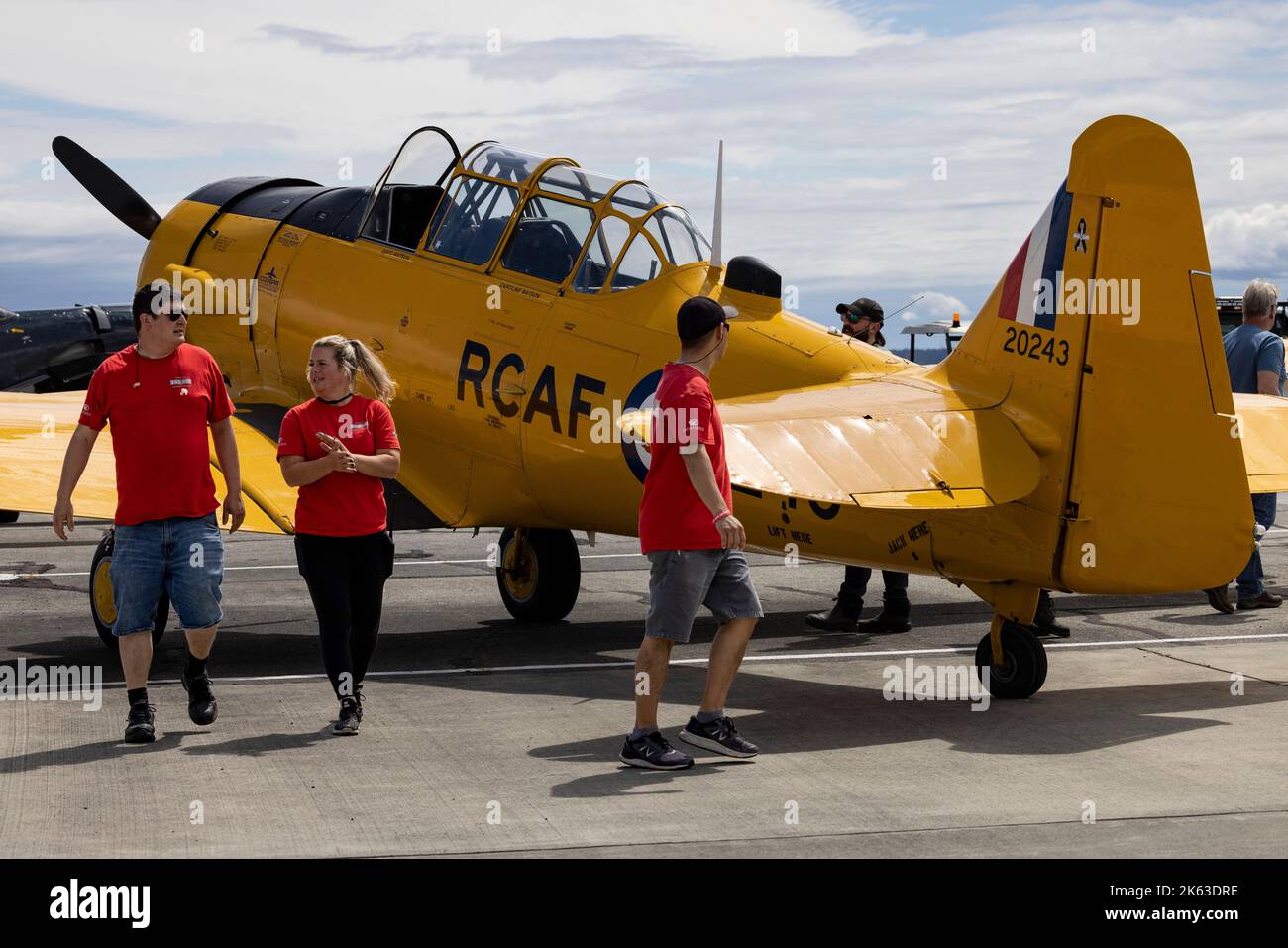 North American T-6 Harvard prepares for takeoff Boundary Bay BC Canada Stock Photo - Alamy
