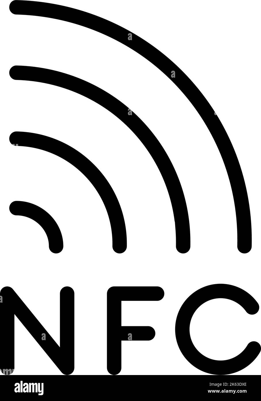 NFC payments black icon. Contactless wireless pay sign. Near field ...