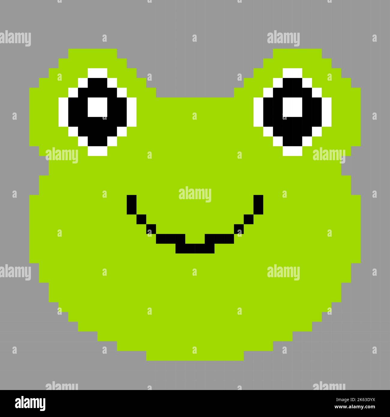 A cute vector of a frog face isolated on grey background, cartoon ...