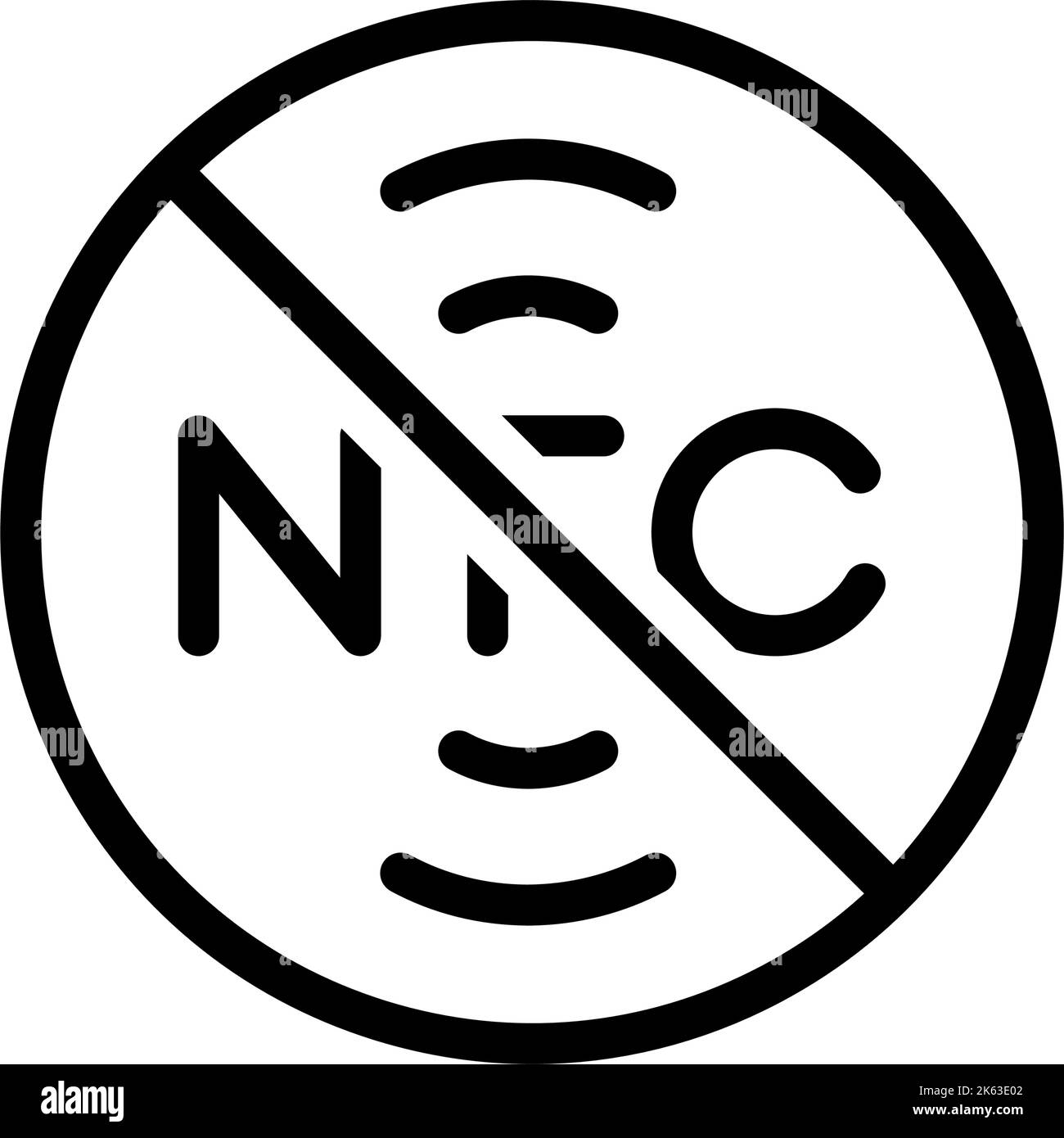 Forbidden sign with NFC black icon. No wireless payment sign ...