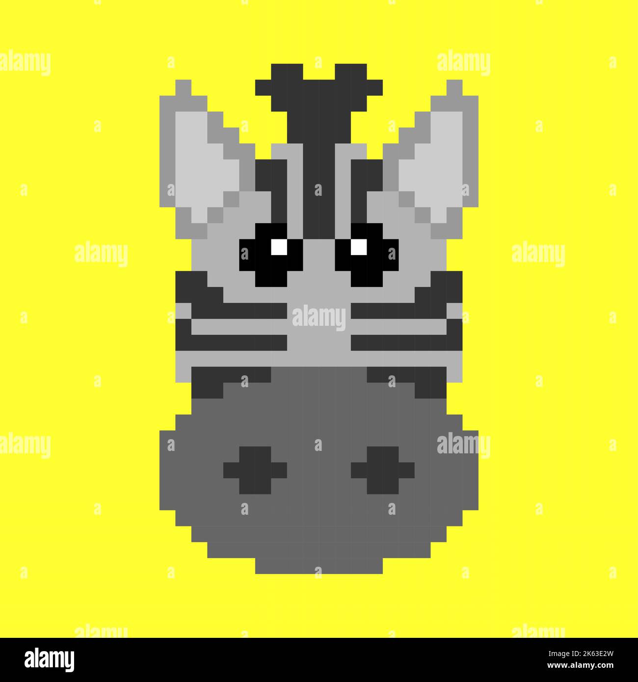 A cute vector of a zebra face isolated on yellow background, cartoon ...