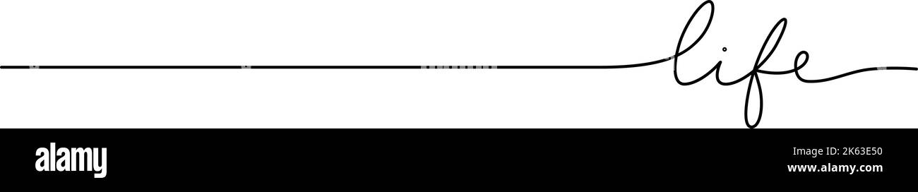 Life word - continuous one line with word. Minimalistic drawing of ...