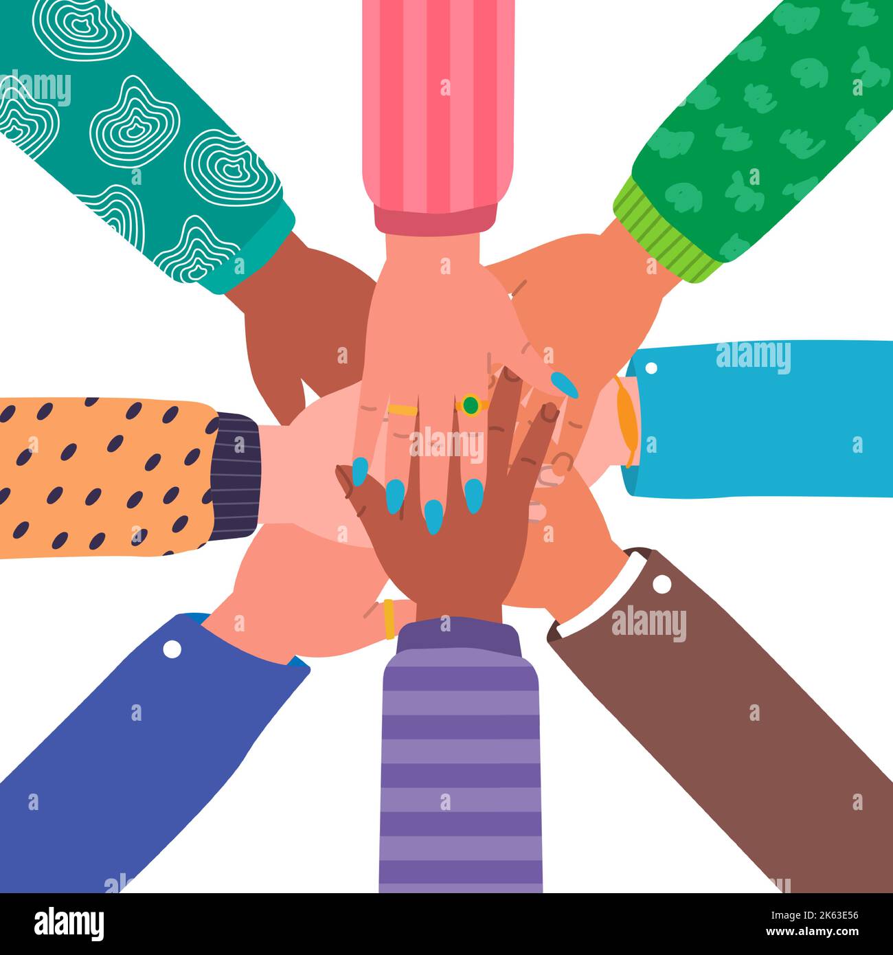 Hands together. People putting their hands together. Community ...