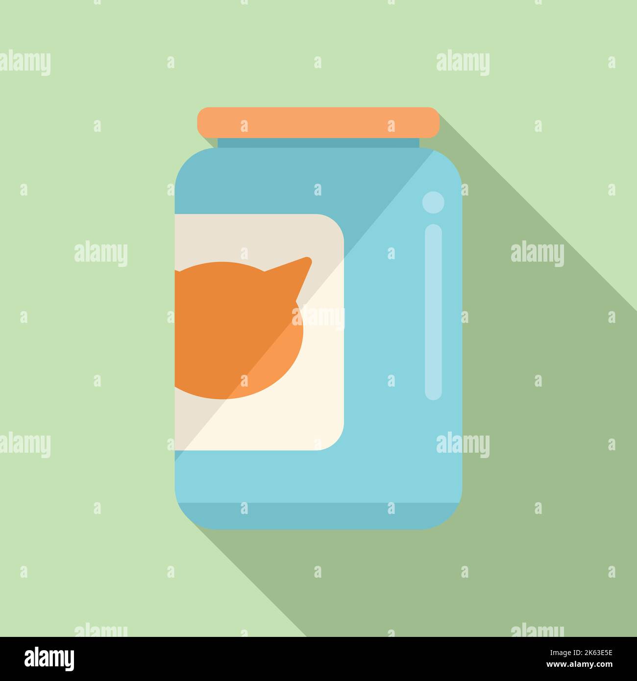 Cat food jar icon flat vector. Feed bowl. Fish collar Stock Vector ...