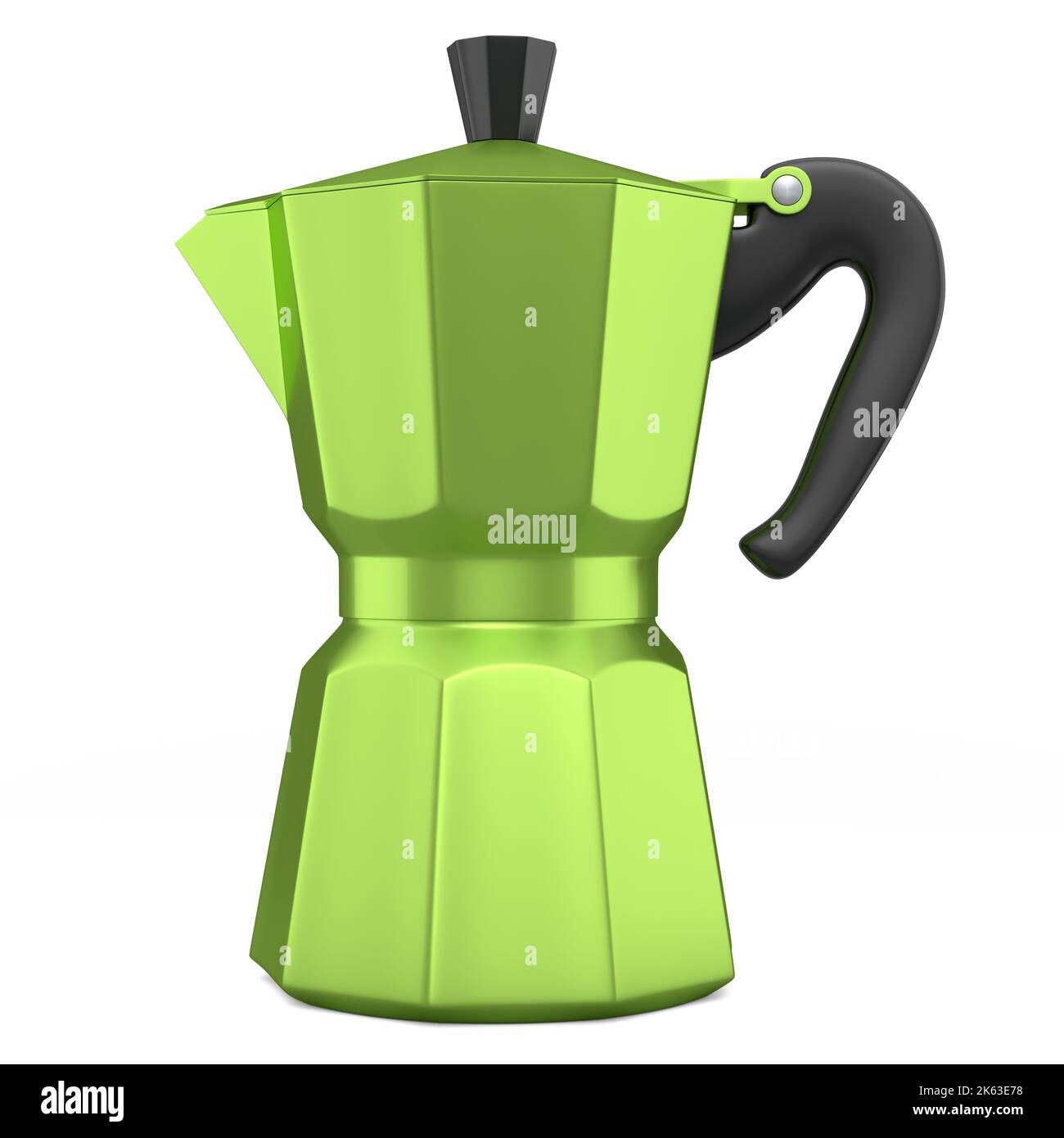 Italian geyser coffee maker a la moka on white background. 3d render of ...