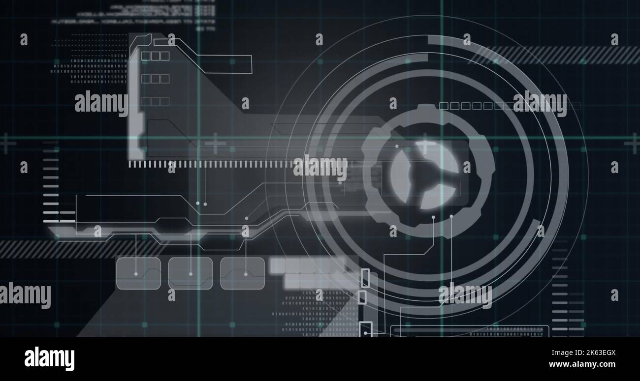 Composition of scope scanning and data processing on black background ...