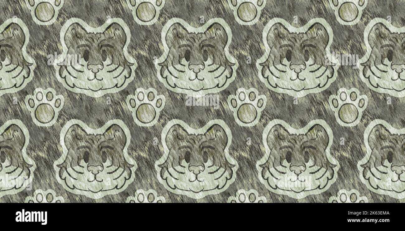 Cute safari wild tiger animal border for babies room decor. Seamless ...