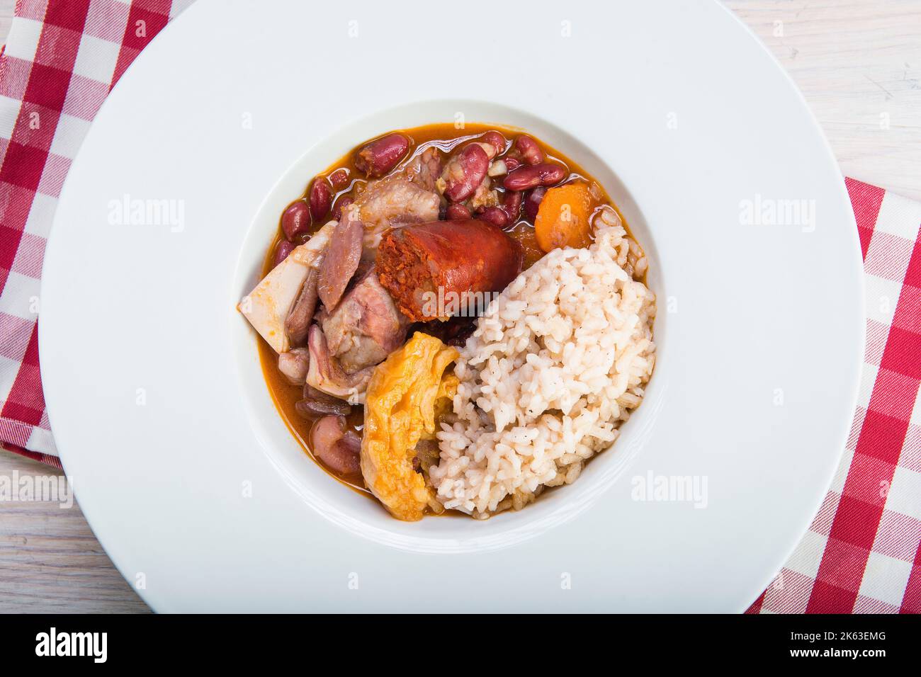 Traditional Portuguese feijoada served on a plate for a healthy eating ...