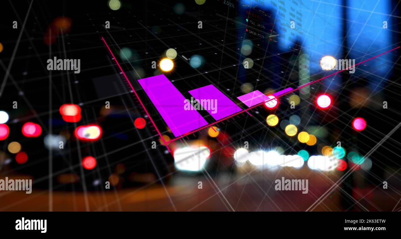 Image of graph and data processing over cityscape Stock Photo - Alamy